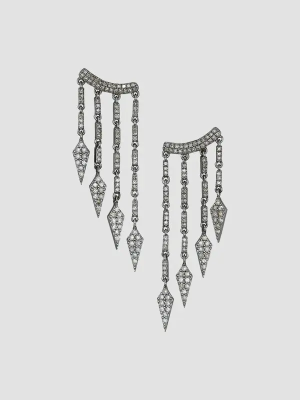 Nina Gilin 14k Yellow Gold, Sterling & Champagne Diamond Chandelier Drop Earrings - Silver