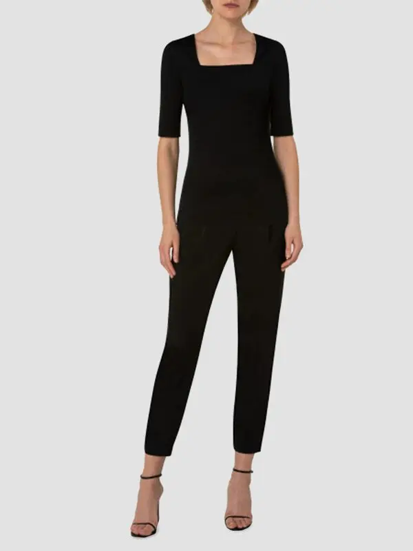 Akris Elets Jersey Square Neck Top - Black