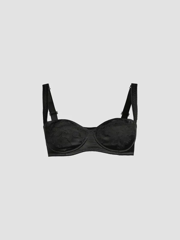 Dolce & Gabbana Silk & Lace Balconnette Bra - Nero