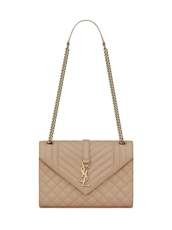 Saint Laurent Envelope Shoulder Bag - Dark Beige