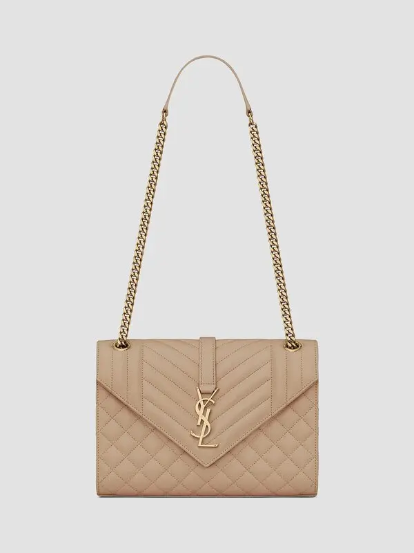 Saint Laurent Envelope Shoulder Bag - Dark Beige