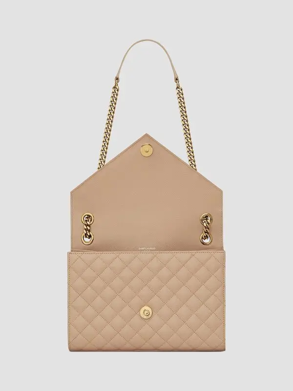 Saint Laurent Envelope Shoulder Bag - Dark Beige