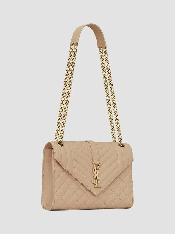 Saint Laurent Envelope Shoulder Bag - Dark Beige