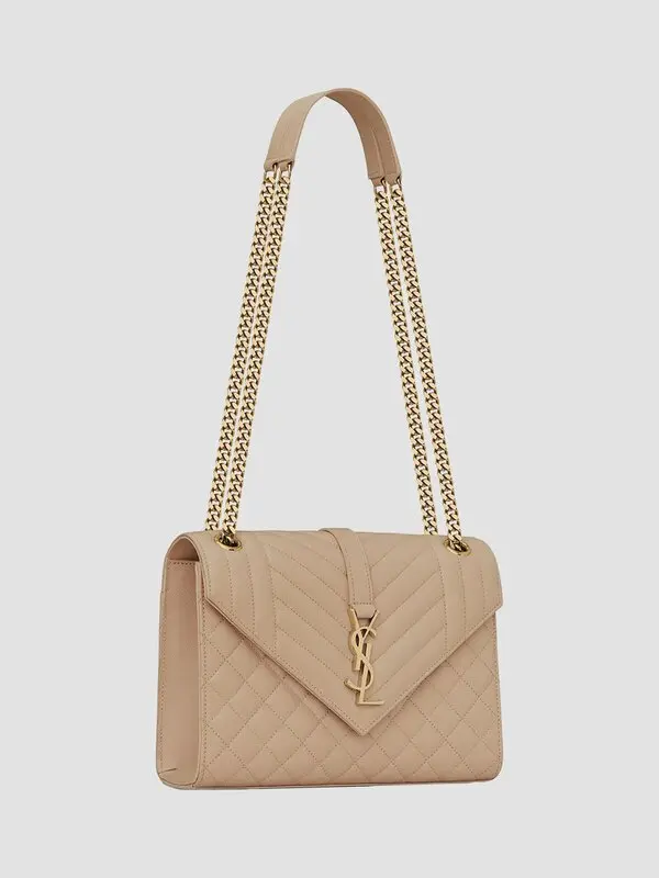 Saint Laurent Envelope Shoulder Bag - Dark Beige