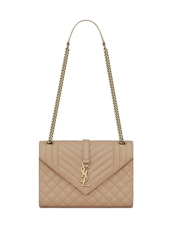 Saint Laurent Envelope Shoulder Bag - Dark Beige