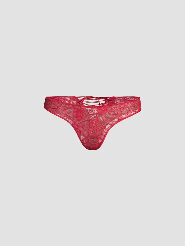 Kiki De Montparnasse Coquette Floral Lace Briefs - Red