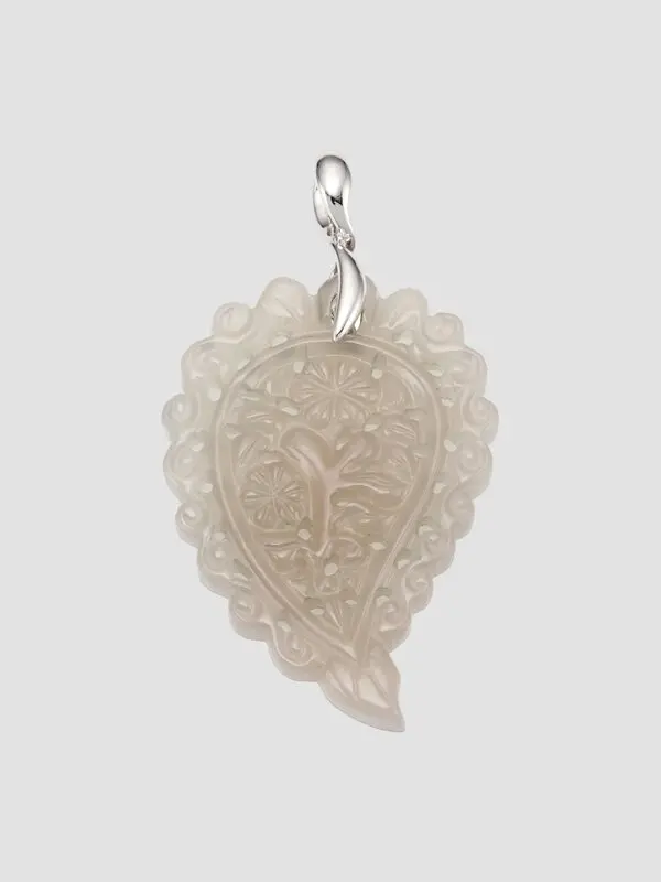 Tamara Comolli India 18k White Gold & Chalcedony Leaf Pendant - Grey