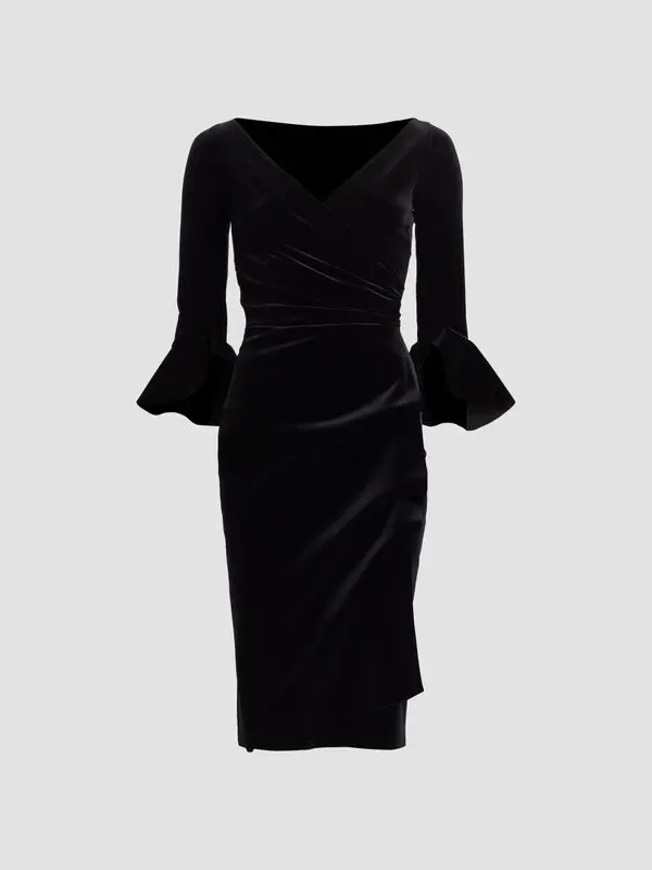 Chiara Boni La Petite Robe Triana Velvet Wrap Dress - Black