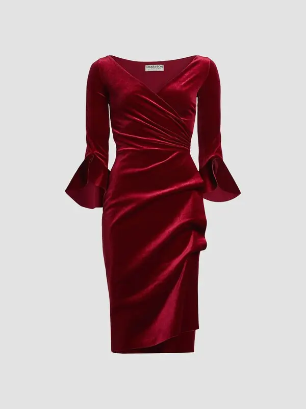 Chiara Boni La Petite Robe Triana Velvet Wrap Dress - Garnet