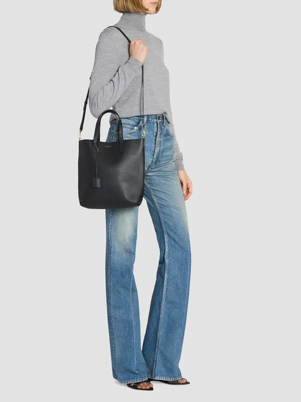 Saint Laurent Shopping Tote Bag In Leather - Nero