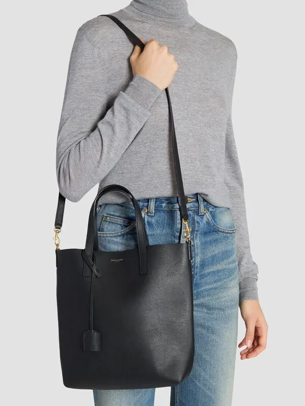 Saint Laurent Shopping Tote Bag In Leather - Nero