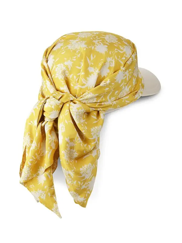 Rag & Bone Gia Headscarf Brimmed Cap - Yellow Floral 