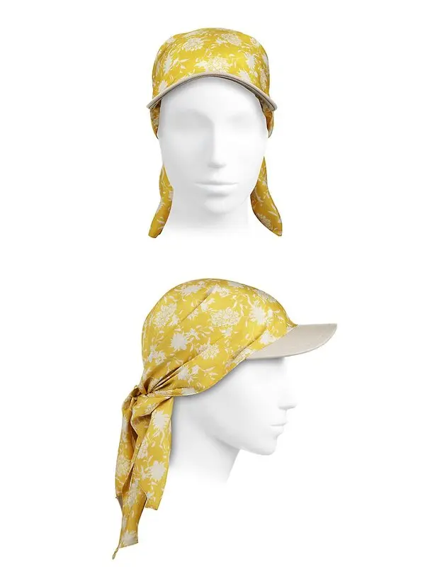 Rag & Bone Gia Headscarf Brimmed Cap - Yellow Floral  display picture 1