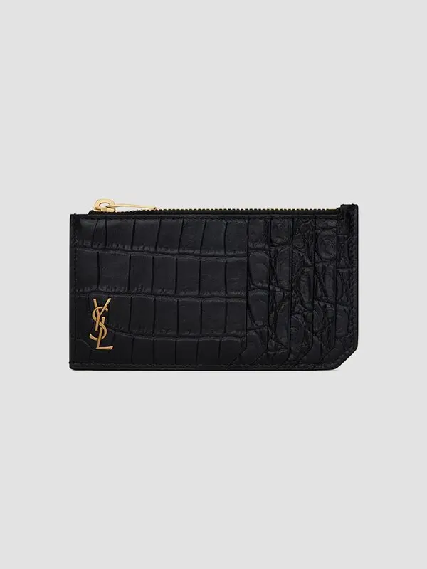 Saint Laurent Crocodile-embossed Leather Card Case