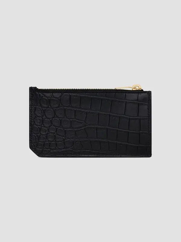 Saint Laurent Crocodile-embossed Leather Card Case