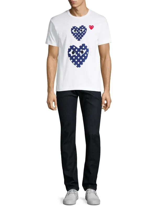 Play Comme Des Garcon Double Polka-dot Heart Tee