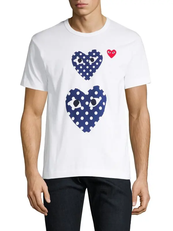 Play Comme Des Garcon Double Polka-dot Heart Tee