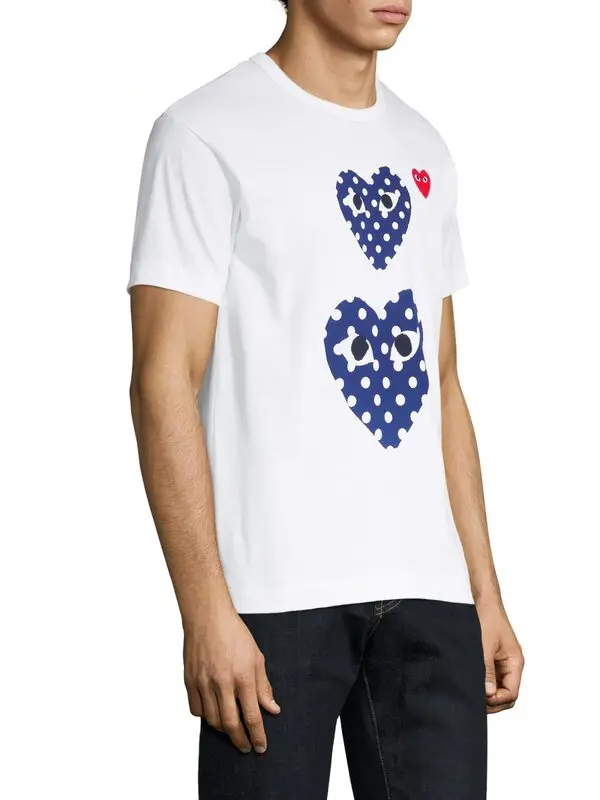 Play Comme Des Garcon Double Polka-dot Heart Tee