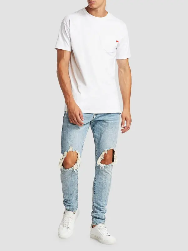 PURPLE BRAND P002 Repair Drop-fit Skinny Jeans