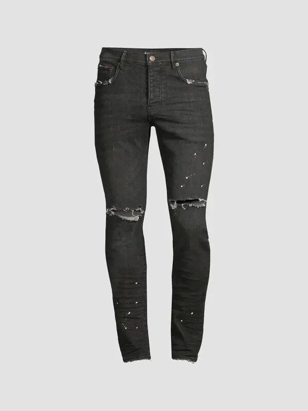 PURPLE BRAND P001 Over Spray Slim-fit Jeans - Black