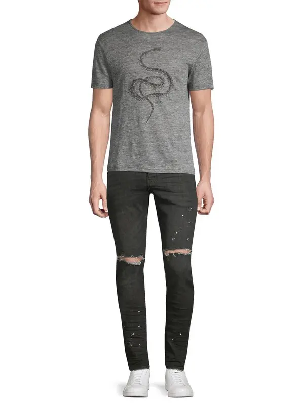 PURPLE BRAND P001 Over Spray Slim-fit Jeans - Black