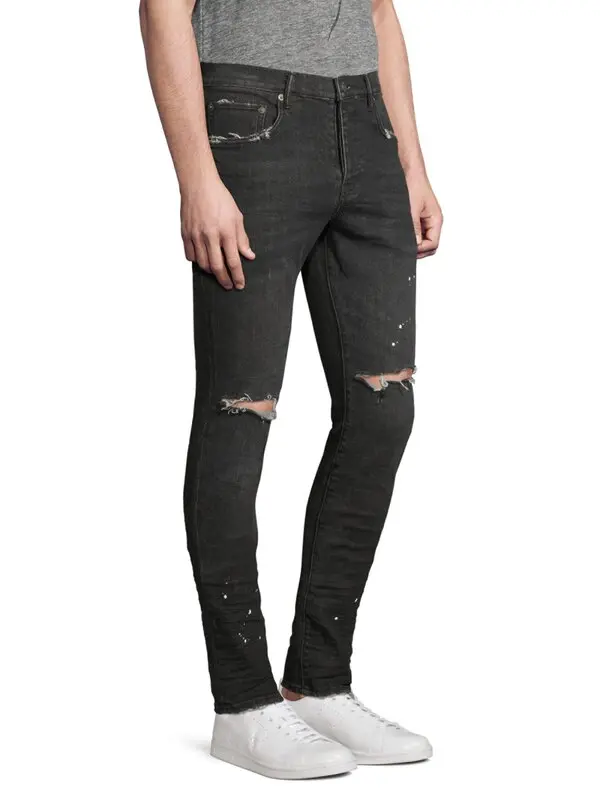 PURPLE BRAND P001 Over Spray Slim-fit Jeans - Black