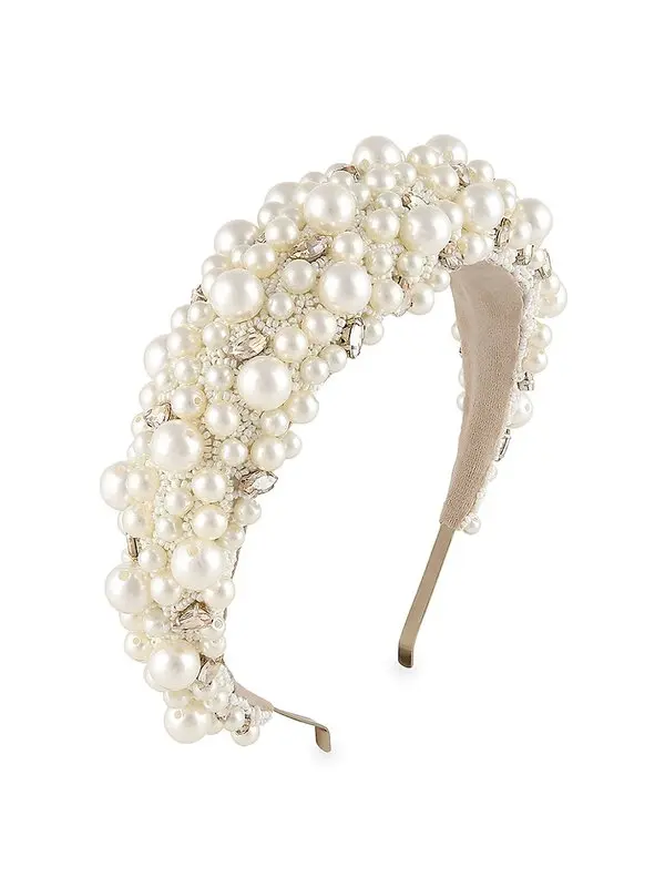 Deepa Gurnani Lux Faux Pearl-Embellished Padded Headband In  display picture 2