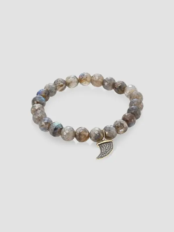 SYDNEY EVAN Labradorite Diamond & Two-tone Gold Rondelle Horn Bracelet - Brown