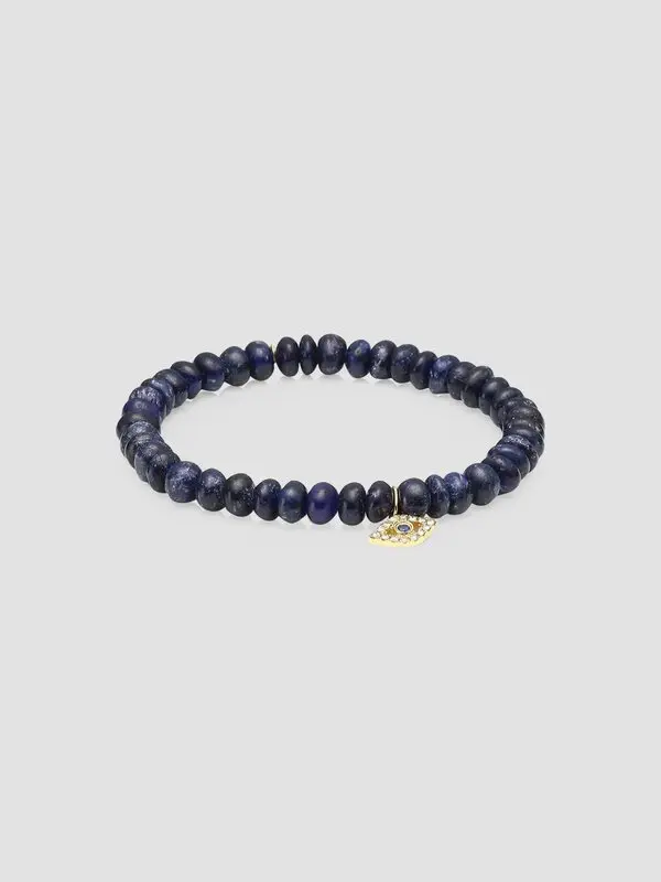 SYDNEY EVAN Diamond & 14k Gold Rondelle Bezel Eye Bracelet - Sapphire