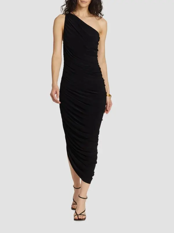Norma Kamali Diana Ruched One-shoulder Gown - Black