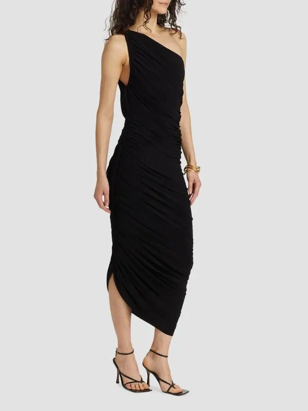 Norma Kamali Diana Ruched One-shoulder Gown - Black
