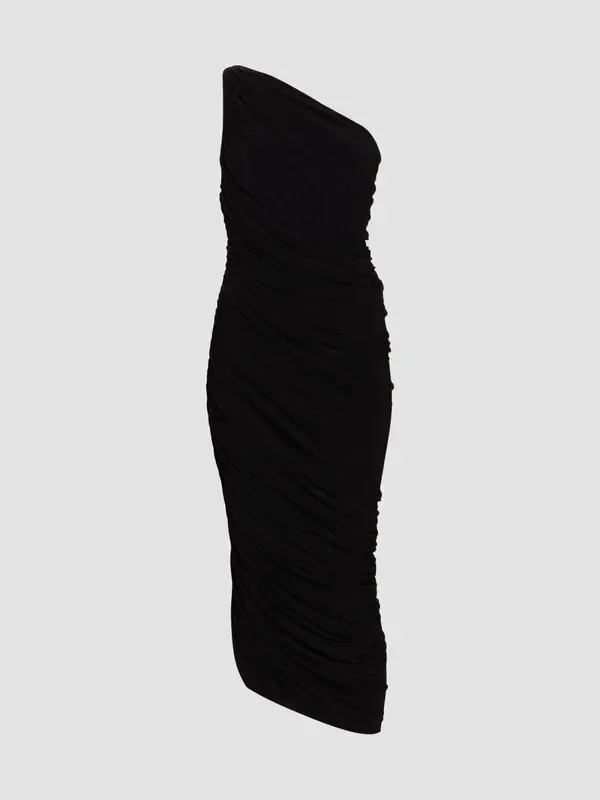 Norma Kamali Diana Ruched One-shoulder Gown - Black