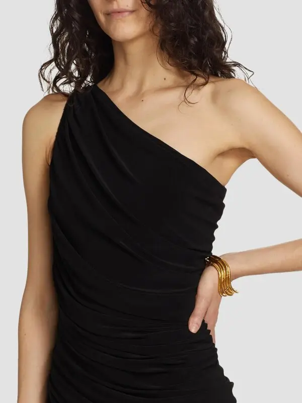 Norma Kamali Diana Ruched One-shoulder Gown - Black