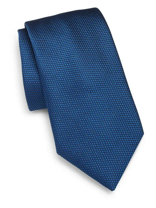 Charvet Micro Pattern Silk Tie - Medium Blue