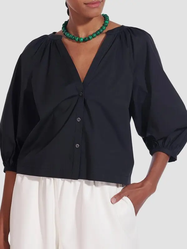 Staud Dill Poplin Top - Black