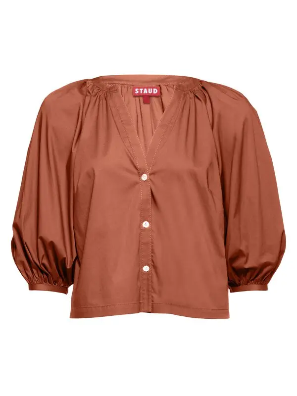 Staud Dill Poplin Top - Tan