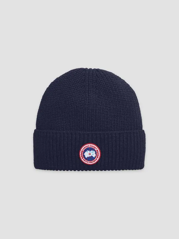 Canada Goose Arctic Logo Patch Wool Beanie - Navy Heather