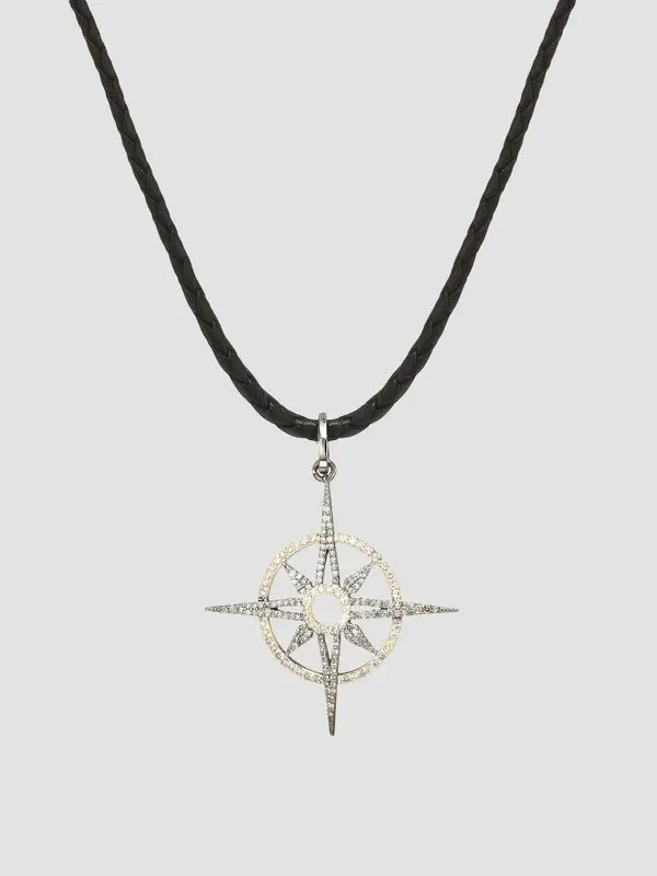 Nina Gilin Two-tone & North Star Pendant Leather Cord Necklace - Diamond