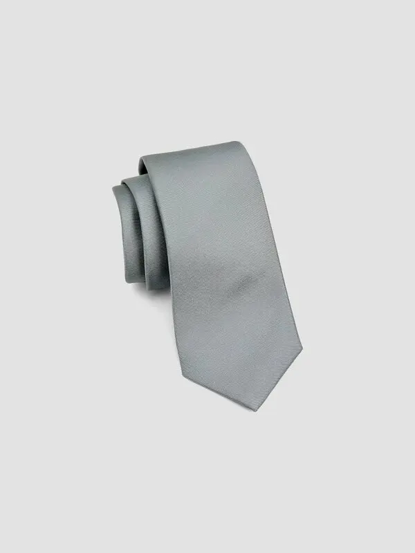 Kiton Solid Silk Tie - Silver