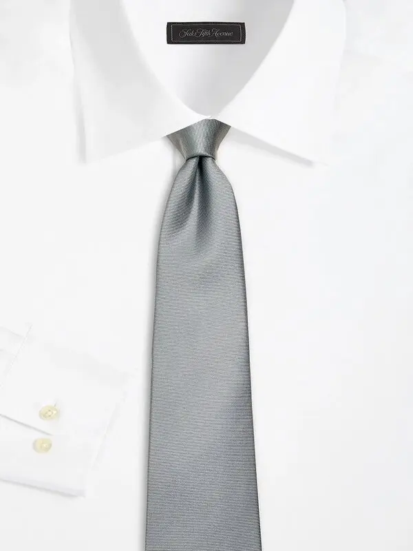 Kiton Solid Silk Tie - Silver