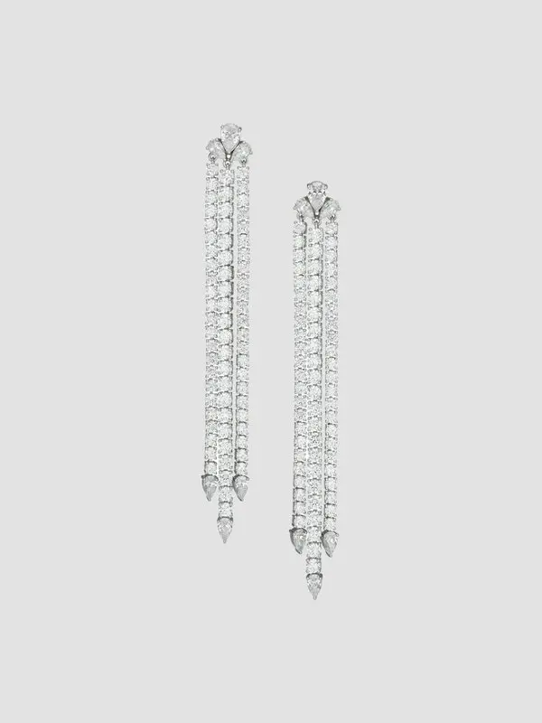 Adriana Orsini Daytime Rhodium-plated Linear Fringe Earrings - Silver