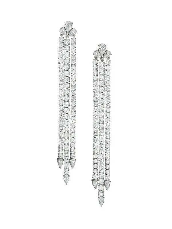 Adriana Orsini Daytime Rhodium-plated Linear Fringe Earrings