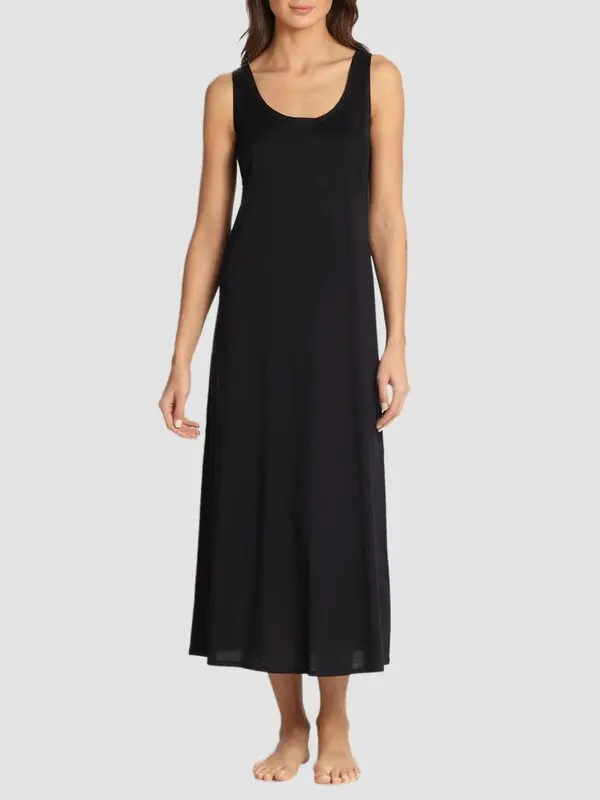 Hanro Cotton Deluxe Long Tank Gown - Black