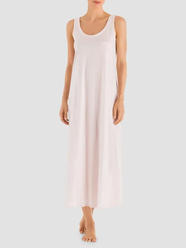 Hanro Cotton Deluxe Long Tank Gown - Crystal Pink