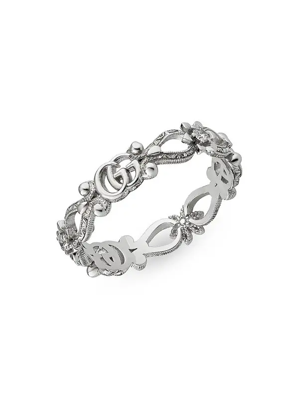 Gucci Flora 18k & Diamond Ring - White Gold