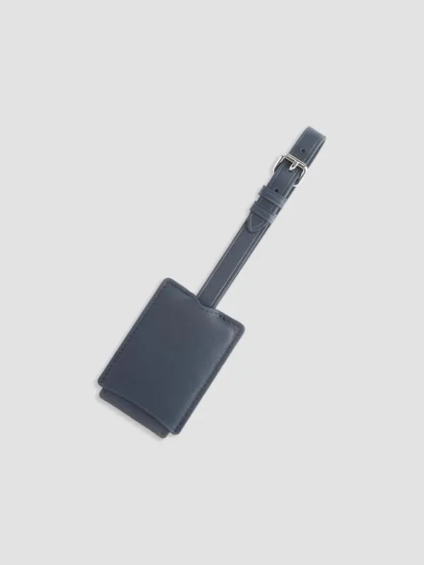 ROYCE NEW YORK Leather Luggage Tag - Navy