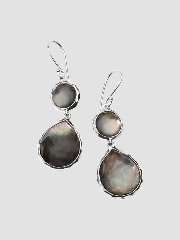 Ippolita Rock Candy Double Drop Sterling & Brown Shell Doublet Double-drop Earrings - Black Shell