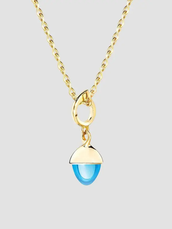Tamara Comolli Mikado Flaco 18k & Swiss Blue Topaz Acorn Pendant - Yellow Gold