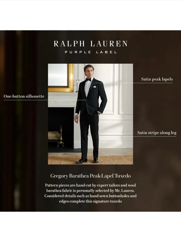 Ralph Lauren Purple Label Gregory Wool Barathea Peak Tuxedo