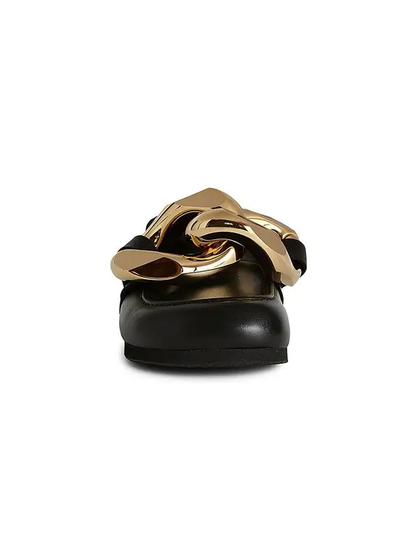 JW Anderson Chain Leather Loafer Mules - Black